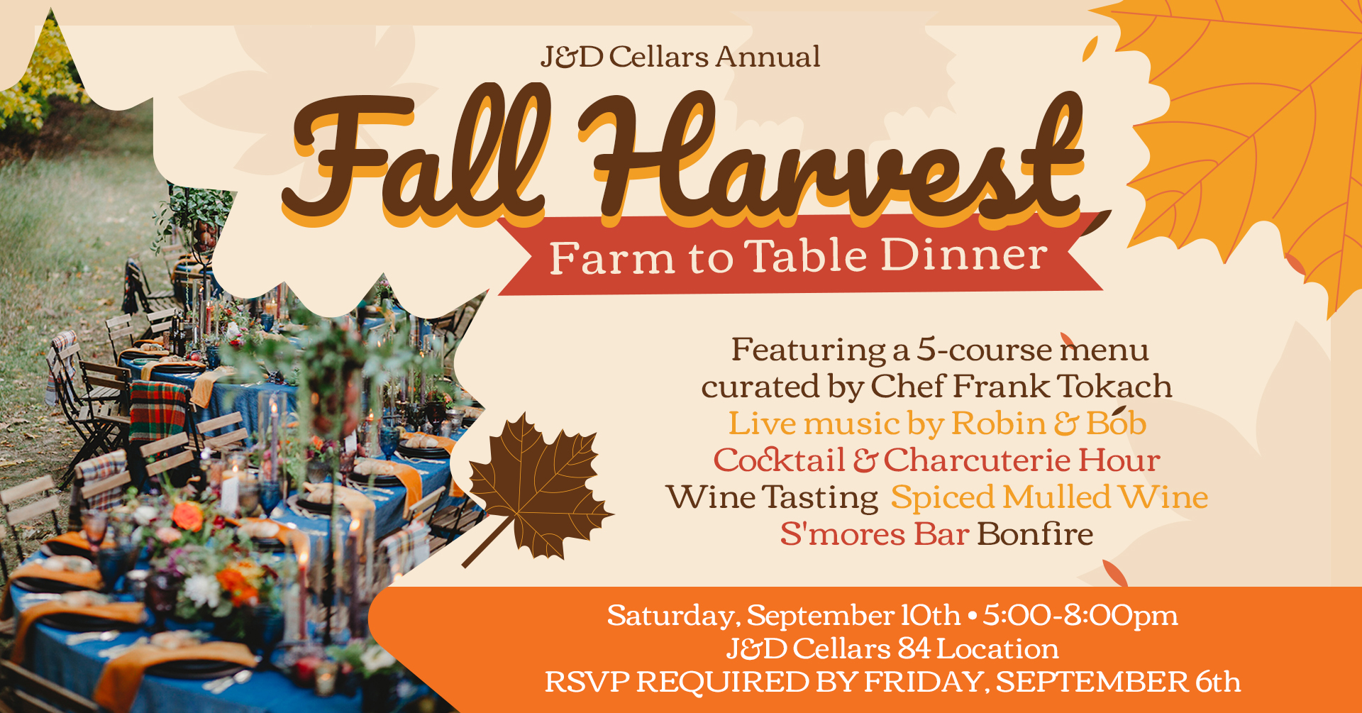 Annual Fall Harvest Farm to Table Dinner – J&D Cellars Winery and ...